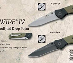 Bear OPS Bear Swipe IV, 3-1/4-inch Black Blade, 14C28N Sandvik Stainless Steel, OD Green G10 Handle, Assisted Opening with Reversible Pocket Clip (A-400-B4-B)