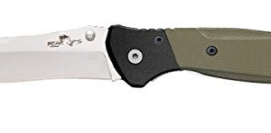 Bear OPS Bear Swipe IV, 3-1/4-inch Blade, 14C28N Sandvik Stainless Steel, OD Green G10 Handle, Assisted Opening with Reversible Pocket Clip (A-400-B4-P)