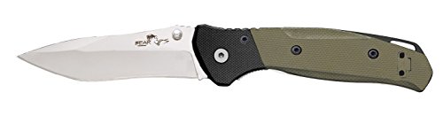 Bear OPS Bear Swipe IV, 3-1/4-inch Blade, 14C28N Sandvik Stainless Steel, OD Green G10 Handle, Assisted Opening with Reversible Pocket Clip (A-400-B4-P)