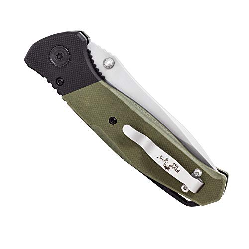 Bear OPS Bear Swipe IV, 3-1/4-inch Blade, 14C28N Sandvik Stainless Steel, OD Green G10 Handle, Assisted Opening with Reversible Pocket Clip (A-400-B4-P)