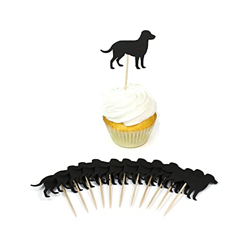 Labrador Retriever Cupcake Toppers | Pack of 12 | Black Lab Party Decor | Dog themed Birthday Cake Topper