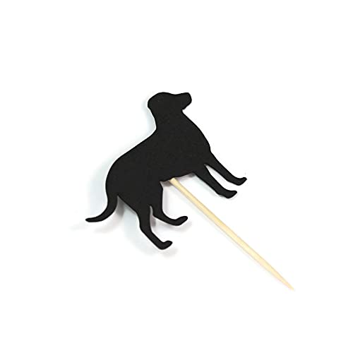 Labrador Retriever Cupcake Toppers | Pack of 12 | Black Lab Party Decor | Dog themed Birthday Cake Topper