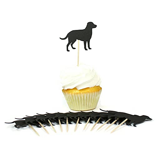 Labrador Retriever Cupcake Toppers | Pack of 12 | Black Lab Party Decor | Dog themed Birthday Cake Topper