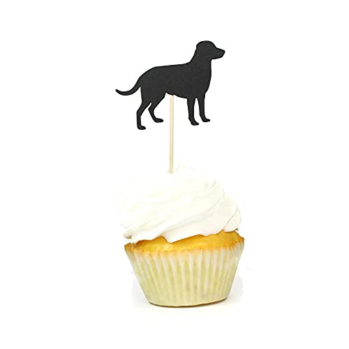 Labrador Retriever Cupcake Toppers | Pack of 12 | Black Lab Party Decor | Dog themed Birthday Cake Topper