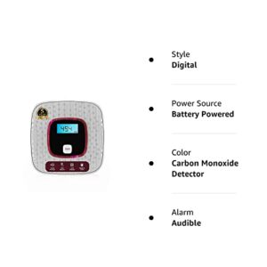 Carbon Monoxide Alarm Detector - with Digital LCD Display and Voice Warning Battery powered