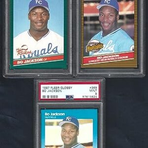 MINT BO JACKSON BASEBALL ROOKIE 3 CARD LOT DONRUSS & FLEER GLOSSY GRADED PSA MINT 9 ROYALS 2 SPORT SUPERSTAR PLAYER