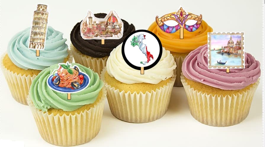 12 Italy Italian Theme Party Cupcake Toppers Picks