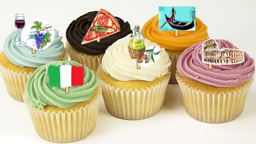 12 Italy Italian Theme Party Cupcake Toppers Picks