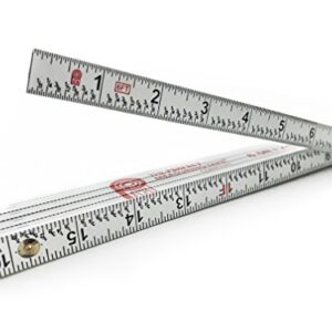 Perfect Measuring Tape Co. FR-72 Carpenter's Folding Rule Lightweight Composite Construction Ruler (Folding Yard Stick) with Easy-Read Inch Fractions - 6.5ft / 2m