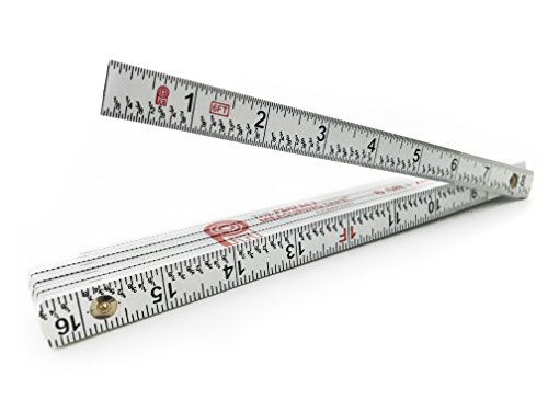 Perfect Measuring Tape Co. FR-72 Carpenter's Folding Rule Lightweight Composite Construction Ruler (Folding Yard Stick) with Easy-Read Inch Fractions - 6.5ft / 2m