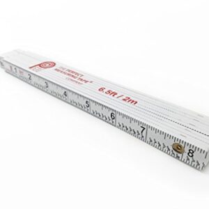 Perfect Measuring Tape Co. FR-72 Carpenter's Folding Rule Lightweight Composite Construction Ruler (Folding Yard Stick) with Easy-Read Inch Fractions - 6.5ft / 2m