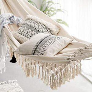 RISEON Handmade Boho Large Brazilian Macrame Fringe 2 Person Double Deluxe Hammock Swing Net Chair for Beach, Yard, Bedroom, Patio, Porch, Indoor, Outdoor, Wedding Decor 95" Lx 59" W