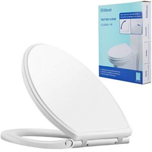 hibbent premium one click elongated toilet seat with cover(oval)- easy installation and quick-release for easy cleaning - stable hinge design to prevent shifting - soft closed - white color(elongated)