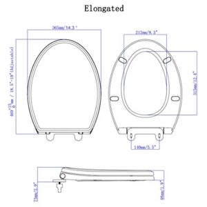 Hibbent Premium One Click Elongated Toilet Seat with Cover(Oval)- Easy Installation and Quick-Release for Easy Cleaning - Stable Hinge Design to prevent shifting - Soft Closed - White Color(Elongated)