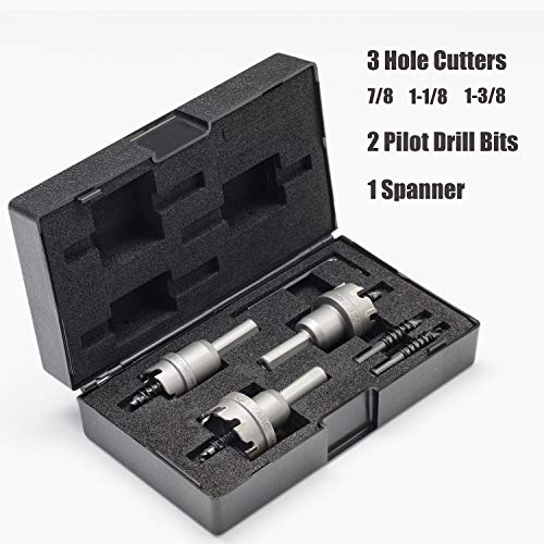 EZARC Carbide Hole Saw Kit, 3 Piece Carbide Tipped Hole Cutter with Pilot Drill bit for Hard Metal, Stainless Steel, Iron, Aluminum, Alloy