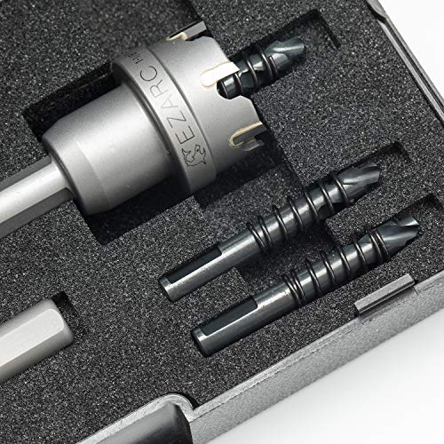 EZARC Carbide Hole Saw Kit, 3 Piece Carbide Tipped Hole Cutter with Pilot Drill bit for Hard Metal, Stainless Steel, Iron, Aluminum, Alloy