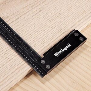 Woodraphic Precision Square 8-inch Guaranteed T Measurements Ruler for Measuring and Marking Woodworking Carpenters - Aluminum Steel Framing Professional Carpentry Use