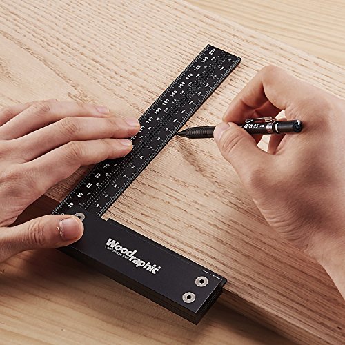 Woodraphic Precision Square 8-inch Guaranteed T Measurements Ruler for Measuring and Marking Woodworking Carpenters - Aluminum Steel Framing Professional Carpentry Use