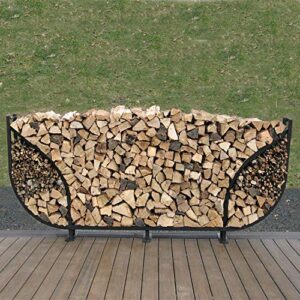 shelterit 24118 curved double leaf kindling kit log rack, 8', black