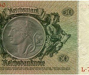 1933 DE EXCEPTIONAL LG NAZI 50 MARK NOTE w FAMED PRUSSIAN STATESMAN, ORNATE ENGRAVING, EMBOSSING, RARE WATERMARK - THE WORKS! 50 REICHSMARK SUPERB GEM CRISP UNCIRCULATED