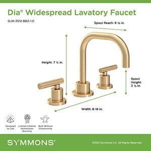 Symmons SLW-3512-BBZ-1.0 Dia Widespread 2-Handle Bathroom Faucet with Drain Assembly in Brushed Bronze (1.0 GPM)