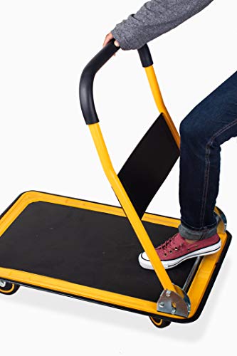 MaxWorks 80876- Foldable Platform Truck Push Dolly 330 lb. Weight Capacity Black and Yellow 28.75" x 18.75" x 33"