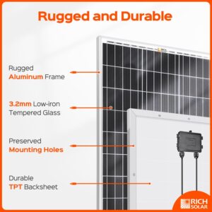 RICH SOLAR 200 Watt 12 Volt Solar Panel 2 Pack of 100W High Efficiency Solar Module Charge Battery for RV Trailer Camper Marine Off Grid