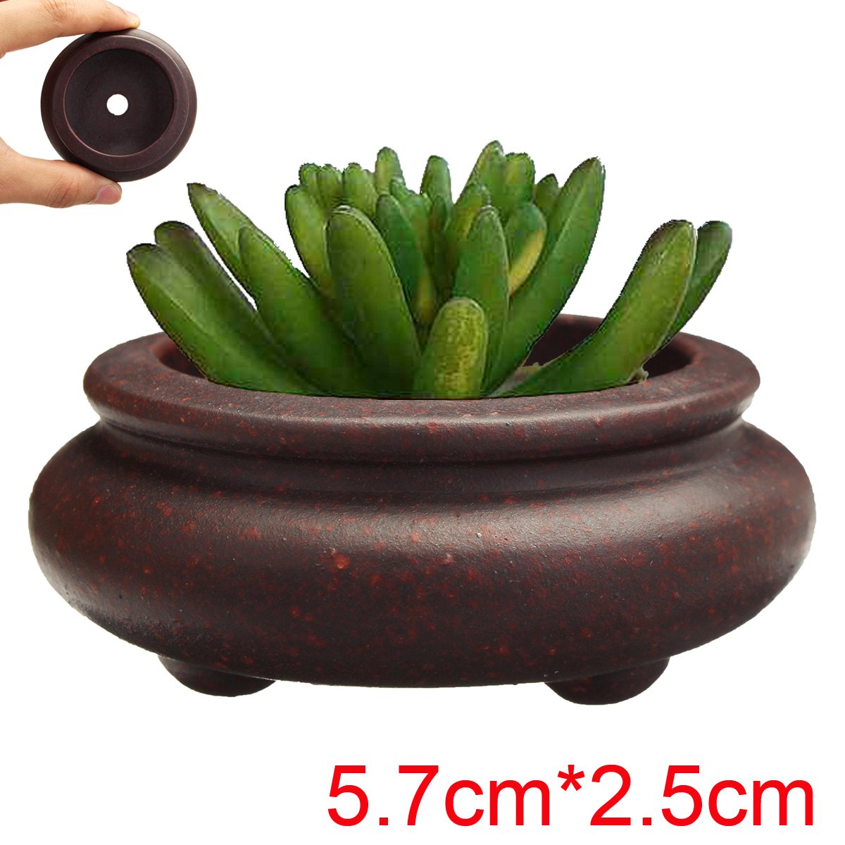 HAPYLY Round Zisha Mame Bonsai Pot Flower Pot Garden Succulent Planters Plant Pot with Drain Hole for Garden,Office, Home Furnishings, Outdoor Indoor Decor