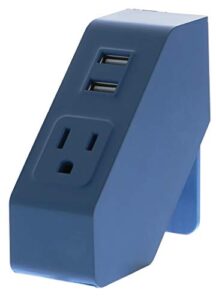 bostitch office desktop power + usb hub, 2 usb ports, 120v power outlet, blue (kt-power-blue)