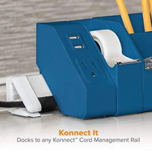 Bostitch Office Desktop Power + USB Hub, 2 USB Ports, 120V Power Outlet, Blue (KT-POWER-BLUE)