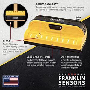 Franklin Sensors ProSensor M90 Professional Stud Finder with 9-Sensors for the Highest Accuracy Detects Wood & Metal Studs with Incredible Speed, Yellow