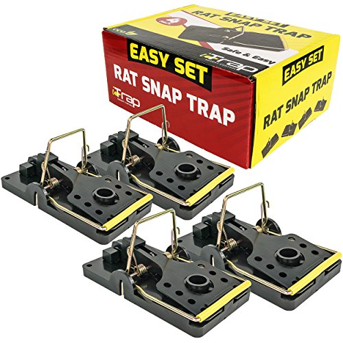 iTrap Rodent Control 002-S4 Easy Set Mouse Control Rat Snap Trap (Set of 4), Black