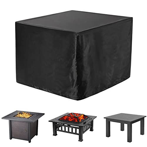 WOMACO Heavy Duty Square Patio Fire Pit/Table Cover, Waterproof Outdoor Furniture Cover (48" x 48" x 29", Black)