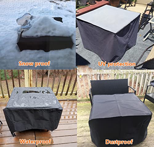 WOMACO Heavy Duty Square Patio Fire Pit/Table Cover, Waterproof Outdoor Furniture Cover (48" x 48" x 29", Black)