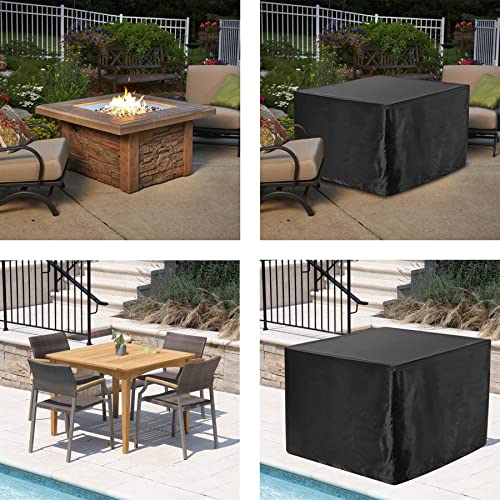 WOMACO Heavy Duty Square Patio Fire Pit/Table Cover, Waterproof Outdoor Furniture Cover (48" x 48" x 29", Black)