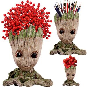 arbusb succulent planter pen cup treeman for birthday gift,pen holder pot cute green plants flower pot,best festive gift for kids girls,boys,women 5.63x3.15inch indoor outdoor(express love)