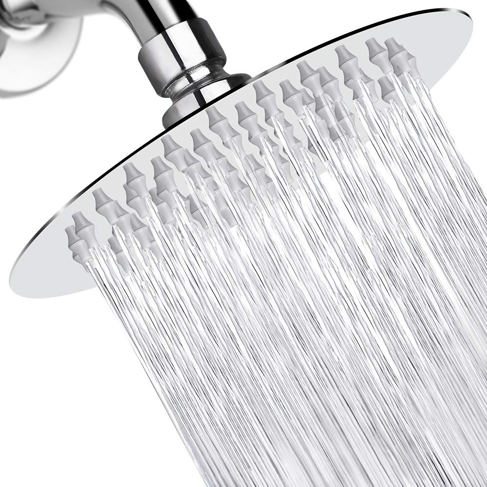 NearMoon Rain Shower Head, Ultra-Thin Design-Pressure Boosting, Awesome Some Experience, High Pressure High Flow Stainless Steel Rainfall Shower Head (6 Inch,Chrome Finish)