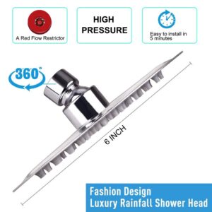 NearMoon Rain Shower Head, Ultra-Thin Design-Pressure Boosting, Awesome Some Experience, High Pressure High Flow Stainless Steel Rainfall Shower Head (6 Inch,Chrome Finish)