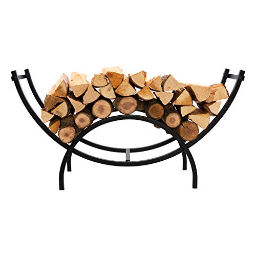 DOEWORKS Curved Heavy Duty Indoor/Outdoor Firewood Racks 40 Inches Log Rack Half Round for Wood Storage, Black