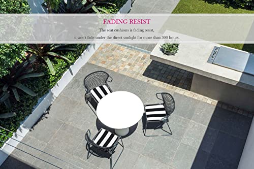 FBTS Prime Outdoor Seat Cushions Set of 2 Patio Chair Cushions with Ties 16x17 Inch Black Stripe U-Shape Chair Pads for Outdoor Patio Furniture Garden Home Office