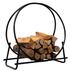 doeworks 30 inches medium round steel firewood racks heavy duty holder log rack hoop