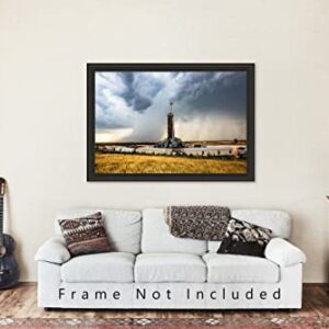 Oil Rig Photography Print (Not Framed) Picture of Drilling Rig Derrick and Storm in Oklahoma Oil and Gas Wall Art Oilfield Decor (4" x 6")