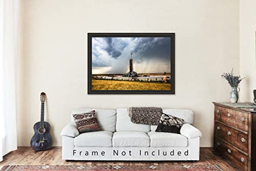 Oil Rig Photography Print (Not Framed) Picture of Drilling Rig Derrick and Storm in Oklahoma Oil and Gas Wall Art Oilfield Decor (4" x 6")