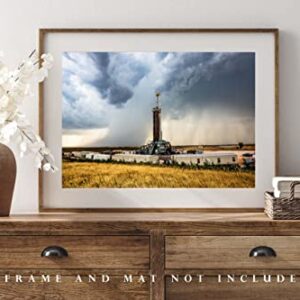 Oil Rig Photography Print (Not Framed) Picture of Drilling Rig Derrick and Storm in Oklahoma Oil and Gas Wall Art Oilfield Decor (4" x 6")