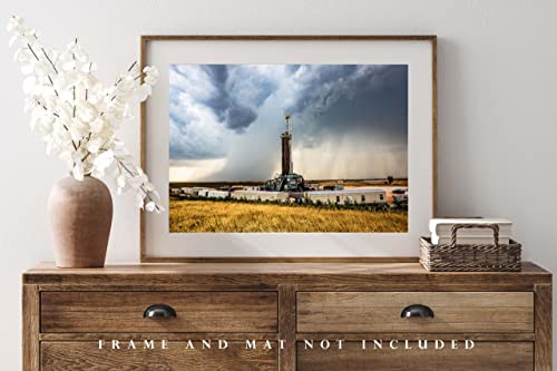 Oil Rig Photography Print (Not Framed) Picture of Drilling Rig Derrick and Storm in Oklahoma Oil and Gas Wall Art Oilfield Decor (4" x 6")