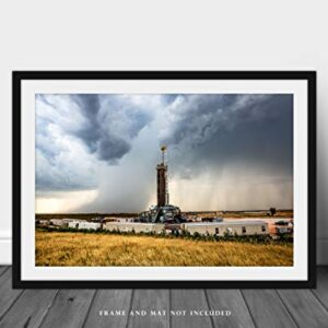 Oil Rig Photography Print (Not Framed) Picture of Drilling Rig Derrick and Storm in Oklahoma Oil and Gas Wall Art Oilfield Decor (4" x 6")