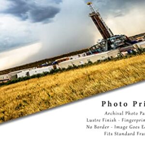 Oil Rig Photography Print (Not Framed) Picture of Drilling Rig Derrick and Storm in Oklahoma Oil and Gas Wall Art Oilfield Decor (4" x 6")