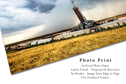 Oil Rig Photography Print (Not Framed) Picture of Drilling Rig Derrick and Storm in Oklahoma Oil and Gas Wall Art Oilfield Decor (4" x 6")