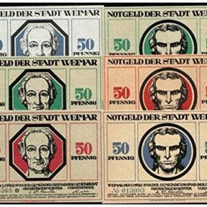 DE 1921 2 RARE ORIGINAL 1922 BANKNOTES w GERMAN POETS SCHILLER & GOETHE! SUPERB ART! HISTORIC! BUY 2 GET 6 DIFFERENT NOTES! Crisp Uncirculated