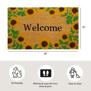 Storm Stopper – Doormat | Welcome Sunflowers | All Weather Heavy Duty Mat | Natural Coir Face | Non-Slip | Outdoor Home Décor | Absorbent, Fade Resistant & Pet Friendly | 18" x 28"